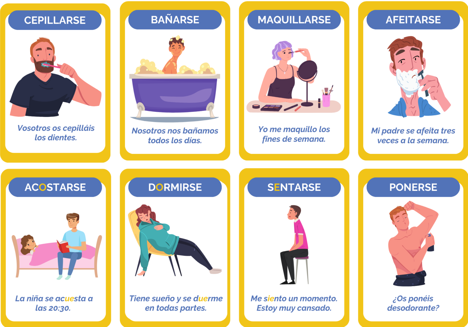 The 24 Most Common Reflexive Verbs in Spanish - Part I 🛏️🚿